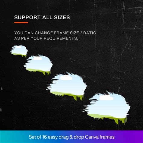 Editable Canva Frame Template Bundle Grunge Brush Stroke Canva Frame