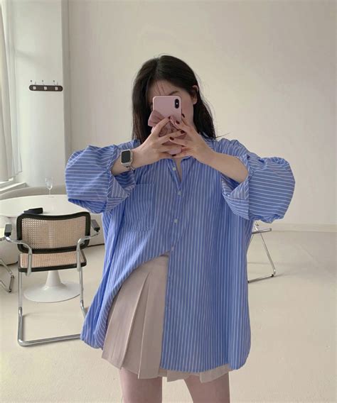 프오프 ️ 55~140고퀄 빅사이즈 스트라이프 셔츠 롱 박시 오버핏 루즈핏 러브미 체형커버 긴팔 셔츠