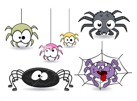 Set Of Cute Funny Cartoon Spiders Vectors Stock Image