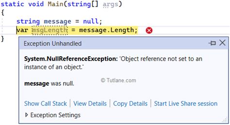 Nullreferenceexception In C With Examples Tutlane