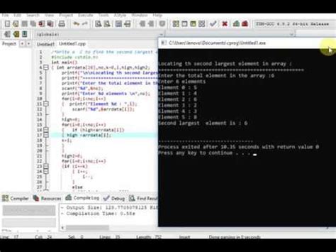 C To Find The Second Largest Element In An Array Two By Two Element Arrays