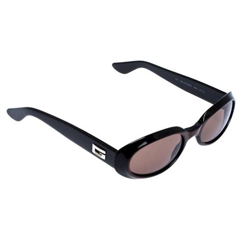 Gucci Black Brown Gg 2419 Vintage Oval Sunglasses For Sale At 1stdibs