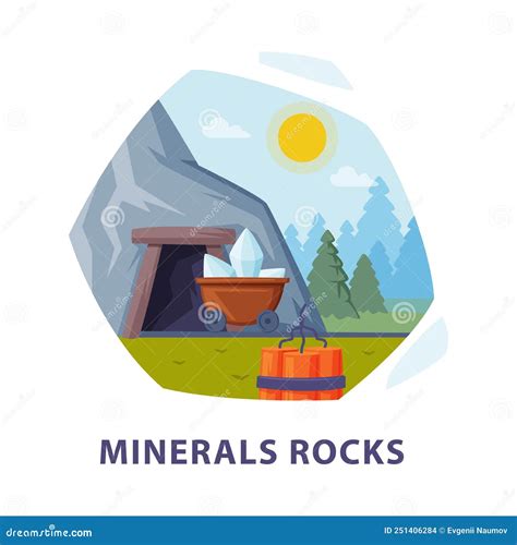 Natural Mineral Rocks Resource With Mining And Metal Extraction Hexagonal Shape Picture Vector