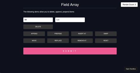 React Hook Form Usefieldarray Forked Codesandbox