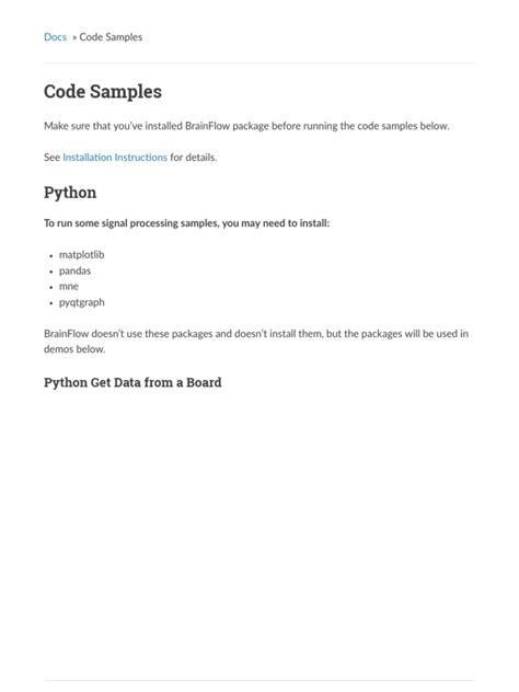 Code Samples Brainflow Documentation Pdf