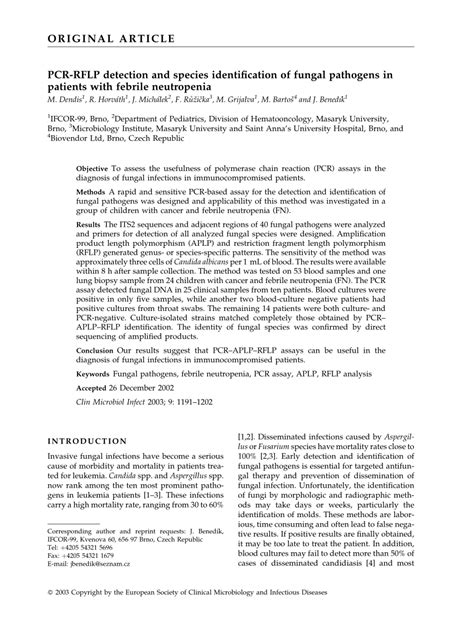 Pdf Pcr Rflp Detection And Species Identification Of Fungal Pathogens