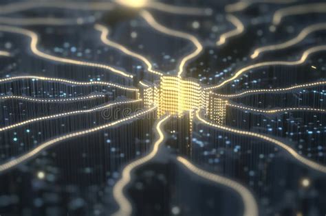 Neural Network Circuit Board With Glowing Pathways In Futuristic Design Stock Image Image Of