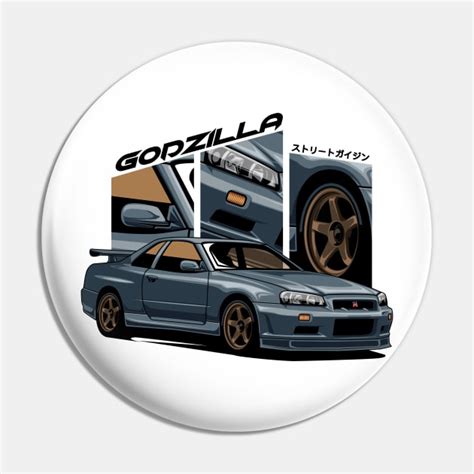 Gojira R34 R34 Skyline Pin Teepublic