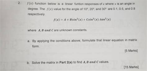 solved f x ﻿function below is a linear funtion responses of