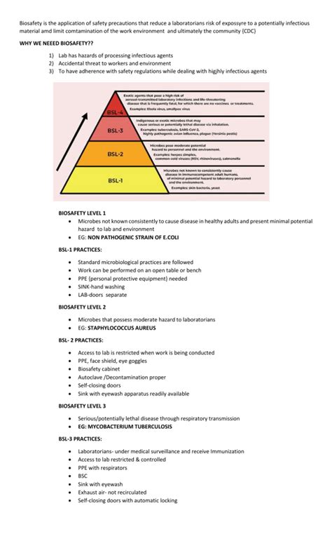 Biosafety Levels And Practices Lab Safety Guide