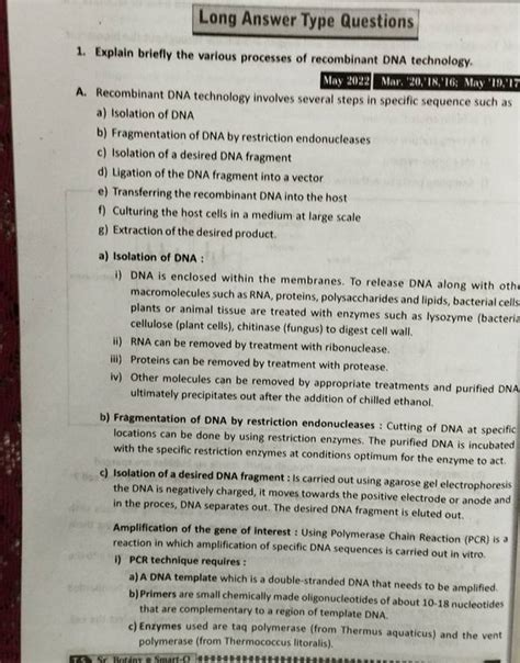 Long Answer Type Questions 1 Explain Briefly The Various Processes Of Re