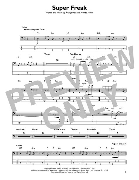Super Freak By Rick James Easy Bass Tab Guitar Instructor
