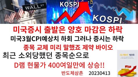 증권시황전략 4월13일 미국증시 전강 후약 우리증시 전략은 오늘 매수는 패스 수익난 종목들은 적당한 현금화 제약 바이오로 이동