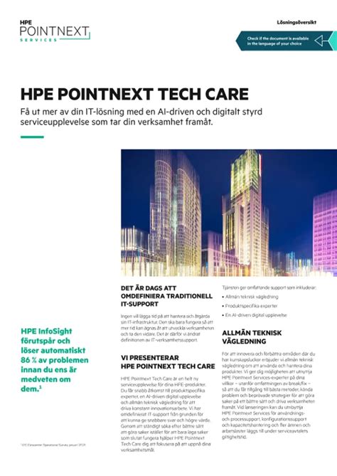 Hpe Pointnext Tech Care Lösningsöversikt