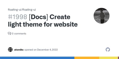 [docs] create light theme for website · issue 1998 · floating ui floating ui · github