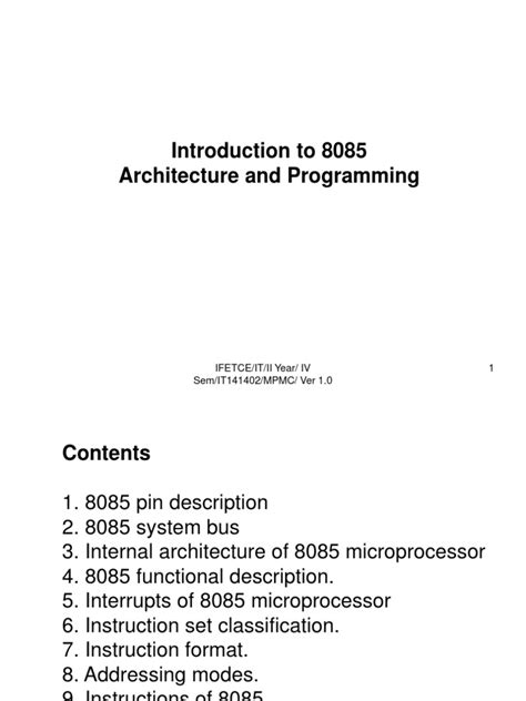 a comprehensive guide to the architecture and instruction set of the intel 8085 microprocessor