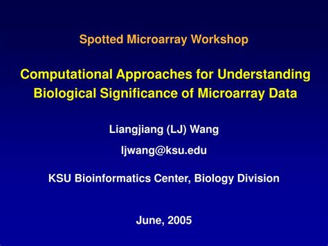 PPT Computational Approaches For Understanding Biological Significance Of Microarray Data