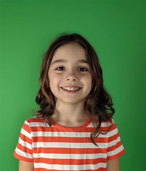 Premium Photo A Cute Girl Smiling On Green Screen Background