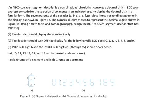 Solved An Abcd To Seven Segment Decoder Is A Combinational