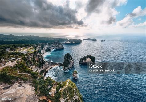 Aerial View Of Stunning Banah Cliff Point And Rock Formations In Nusa