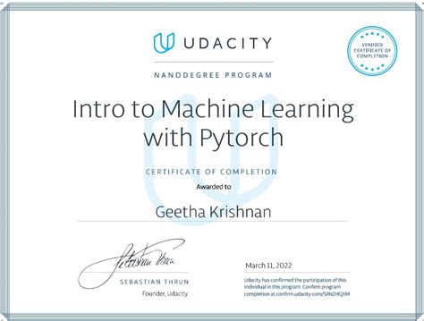 Completed The Intro To Machine Learning Nanodegree By Udacity Geetha Krishnan