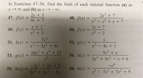Solved Find The Limit Of Each Rational Function A As X