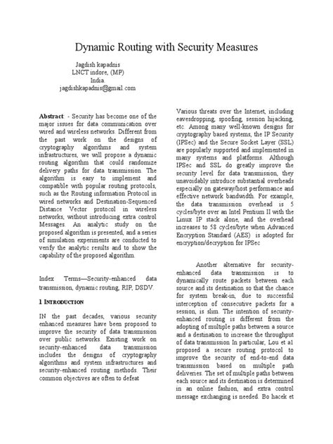 Dynamic Routing With Security Considerations Pdf Nature Routing