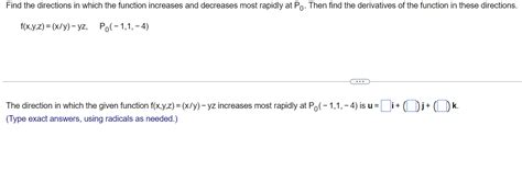 Solved F X Y Z X Y Yz P The Direction In Which Chegg Com