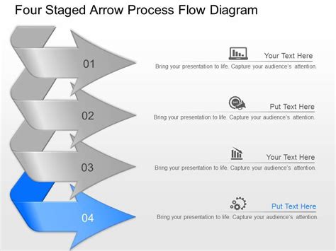 Lq Four Staged Arrow Process Flow Diagram Powerpoint Template PowerPoint Slide Templates
