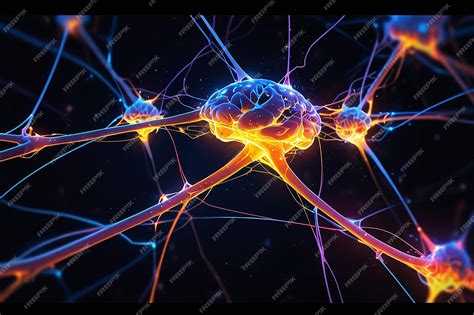 Digital Rendering Of An Active Neural Network With Glowing Synapses And