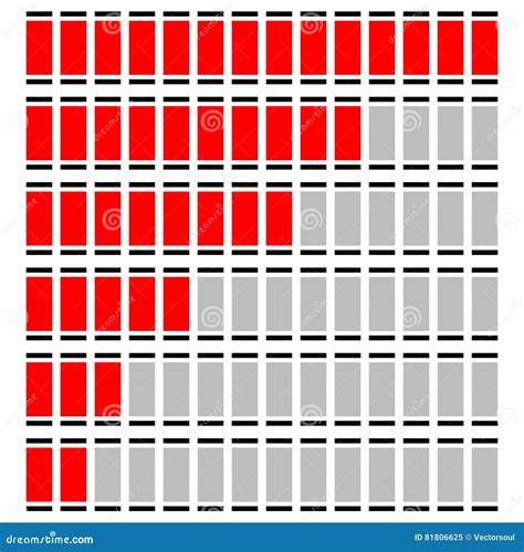 Progress Level Indicators Gauges Meters In Sequence Cartoon Vector