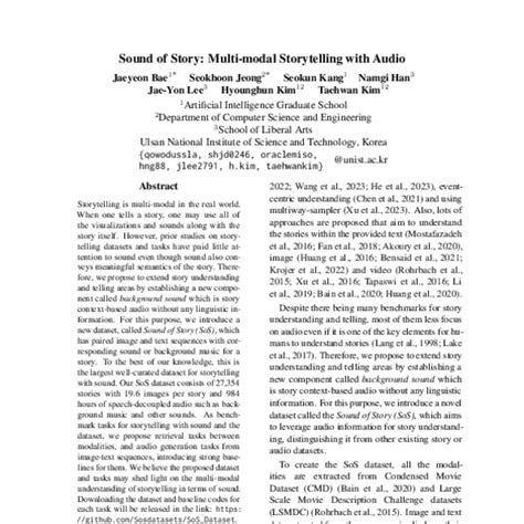 Sound Of Story Multi Modal Storytelling With Audio Acl Anthology