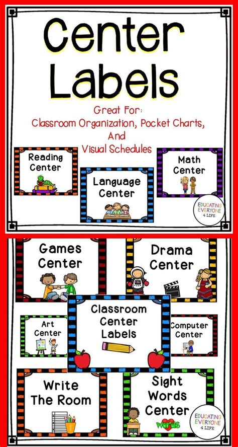Classroom Center Labels Including Editable Template Classroom Centers