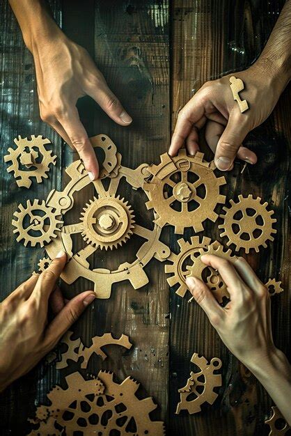 Premium Photo Hands Piecing Together A Puzzle Of Gears Teamwork And Synergy In Problemsolving