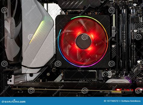 Cooler Of Processor With Neon Light LED Light CPU Cooler Stock Photo Image Of Design Card