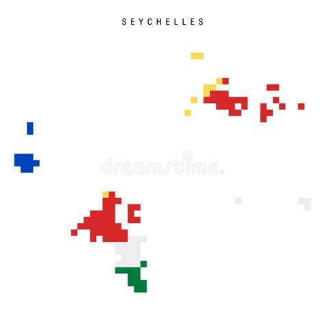 Seychelles Pixel Flag Map Icon Flat Vector Illustration Isolated On