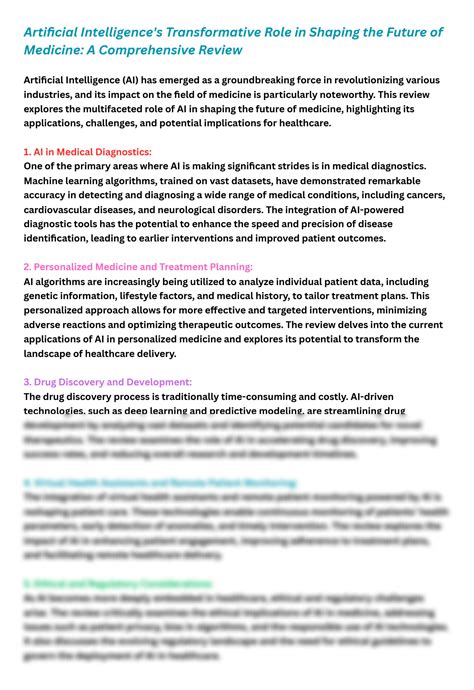 Solution Artificial Intelligence S Transformative Role In Shaping The Future Of Medicine A