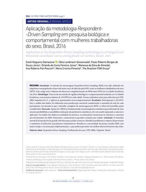 Pdf Application Of The Respondent Driven Sampling Methodology In A Biological And Behavioral