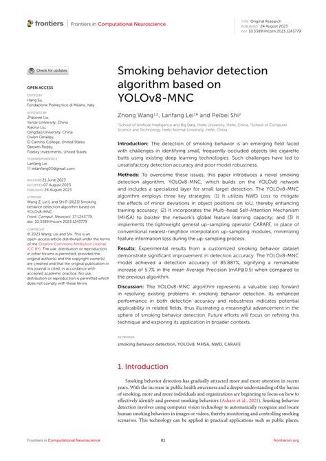 Pdf Smoking Behavior Detection Algorithm Based On Yolov8 Mnc