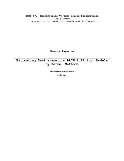 Pdf Estimating Semiparametric Arch Infinity Models By Kernel Fileintroduction The