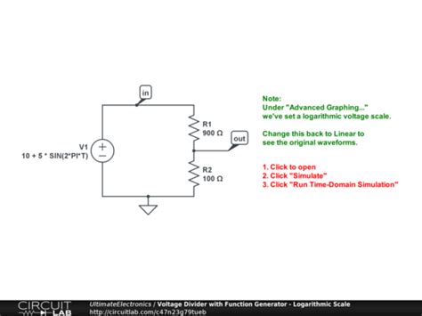Voltage Divider With Function Generator Logarithmic Scale CircuitLab