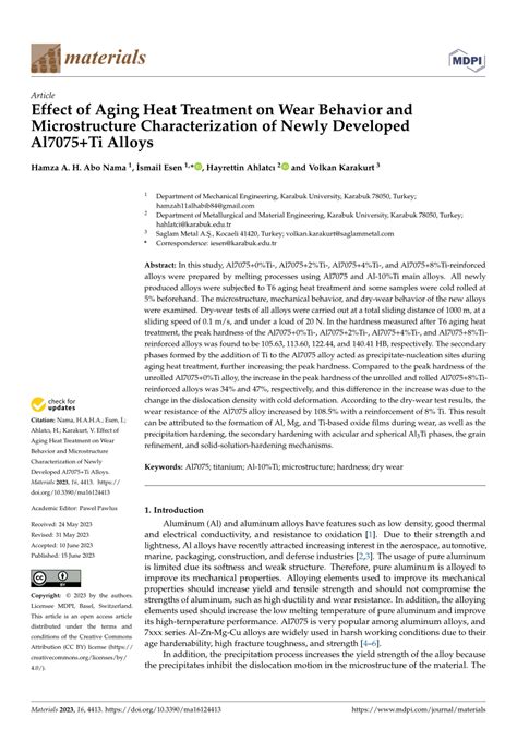 Pdf Effect Of Aging Heat Treatment On Wear Behavior And