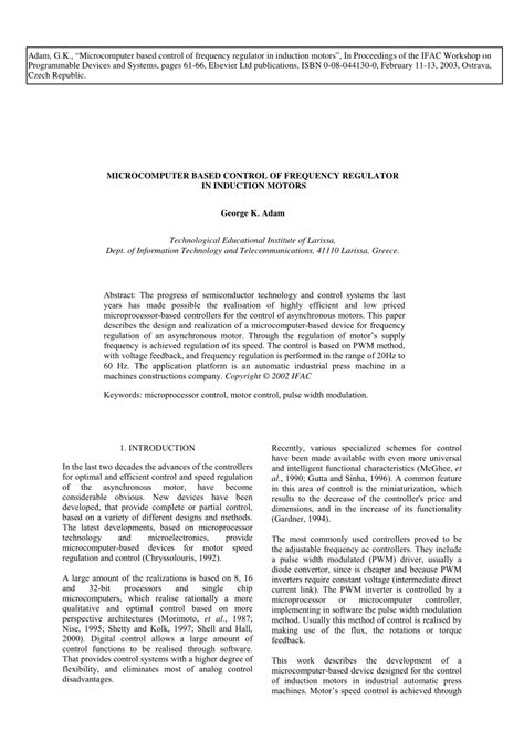 Pdf Microcomputer Based Control Of Frequency Regulator
