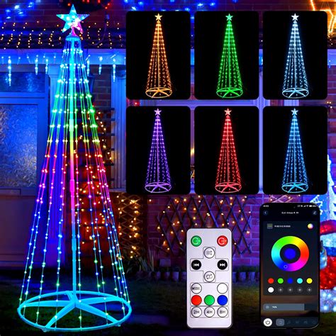 8ft 340 Led Cone Christmas Tree Rgb Lighted Outdoor Christmas Tree With