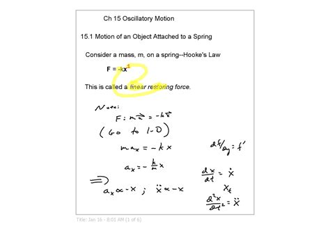 Oscillatory Motion Lecture Slides Phys 2110 Docsity