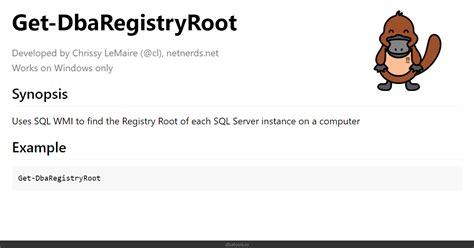 Dbatools Docs Get Dbaregistryroot