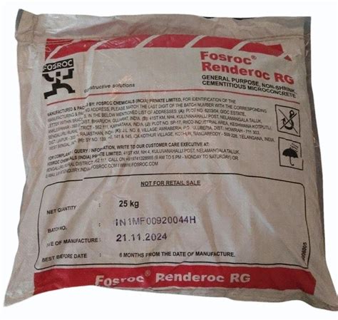 Fosroc Renderoc Rg Waterproofing Chemicals Packaging Size 25 Kg At ₹ 395 Bag In Hyderabad