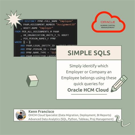 James Kennith Francisco On Linkedin Sql Oracle Hcm Cloud