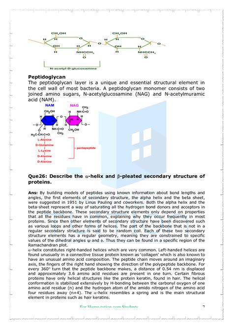 Important Questions For Class 11 Biotechnology Chapter Structure And Function Of Macromolecules