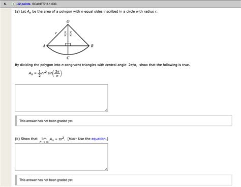 Solved A Let An Be The Area Of A Polygon With N Equal
